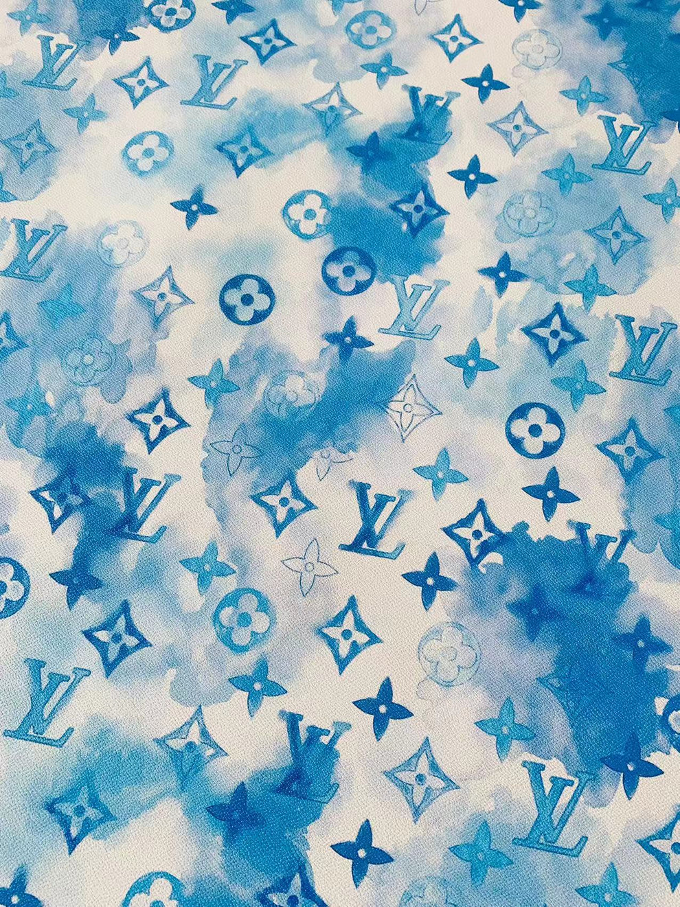 New 4CM Size Watercolour Blue LV Leather Fabric For Handmade Bag, Shoe ...