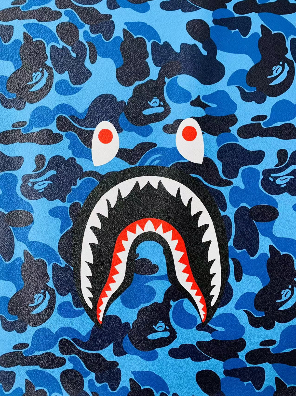Fashion Bape Shark Teeth Design Custom Leather Fabric For Bags Leather ...